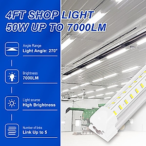 XLNYUUI Led Shop Lights, 4FT LED Shop Light 50W 6500K 7000LM Cool White,4 Foot Led Shop Lights,Led Shop Lights for Workshop 4ft,Led Lights Garage Ceiling,Plug in Led Shop Light for Warehouse(2-Pack)