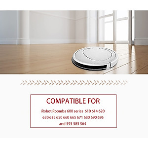 600 Series Replacement Parts for iRobot Roomba 610 620 630 650 680 & 500 Series 595 552 564,Includ Side Brush,Ilter and Screw,Bristle Brush and Flexible Beater Brush,Cleaner Replenishment Kit Filter