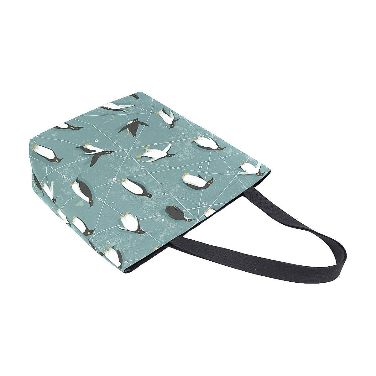 ZZXXB Penguin Skating Reusable Grocery Shopping Bag Heavy Duty Canvas Tote Bag Large Collapsible for Women