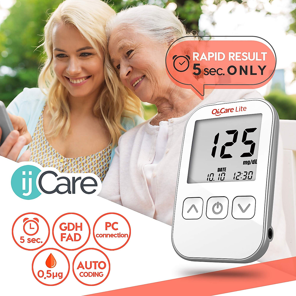 Oh’Care Lite Blood Sugar Testing Monitor – Glucose Test Strips and Lancets for for Blood Testing – Accurate and Affordable Diabetic Supplies (100 Strips + 100 Lancets)
