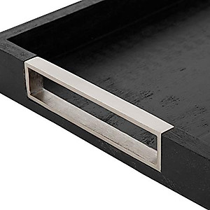 Kate and Laurel Heller Modern Rectangular Tray, 12 x 16, Black, Wood Tray for Storage and Display