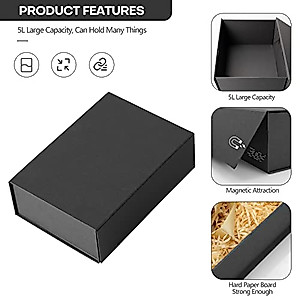 SENNAUX Gift Box 6PACK 11*8*3.5 Inches Gift Boxs with Lid Magnetic Closure Packaging Box Decorative Box with Ribbon for Christmas, Mother's Day, Father's day, Birthdays, Bridal Gifts, Weddings (6PACK-11''*8''*3.5'', Black)