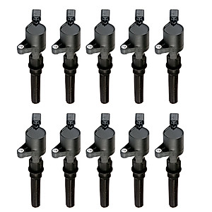 MAS Set of 10 Ignition Coils Pack Compatible with Ford Super Duty E350 E450 F250 F350 F450 F550 F53 Excursion 6.8L V10 Replacement For 3W7Z-12029-AA DG508