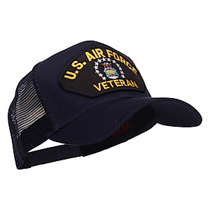 e4Hats.com US Air Force Veteran Military Patched Mesh Cap - Navy OSFM