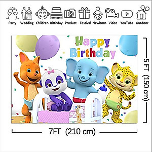 White Photo Background Balloon Confetti Cartoon Baby Animals Vinyl 7x5ft Word Party Photography Backdrop for Baby Kids Happy Birthday Party Banner Supply Photo Booth Candy Table Decorations