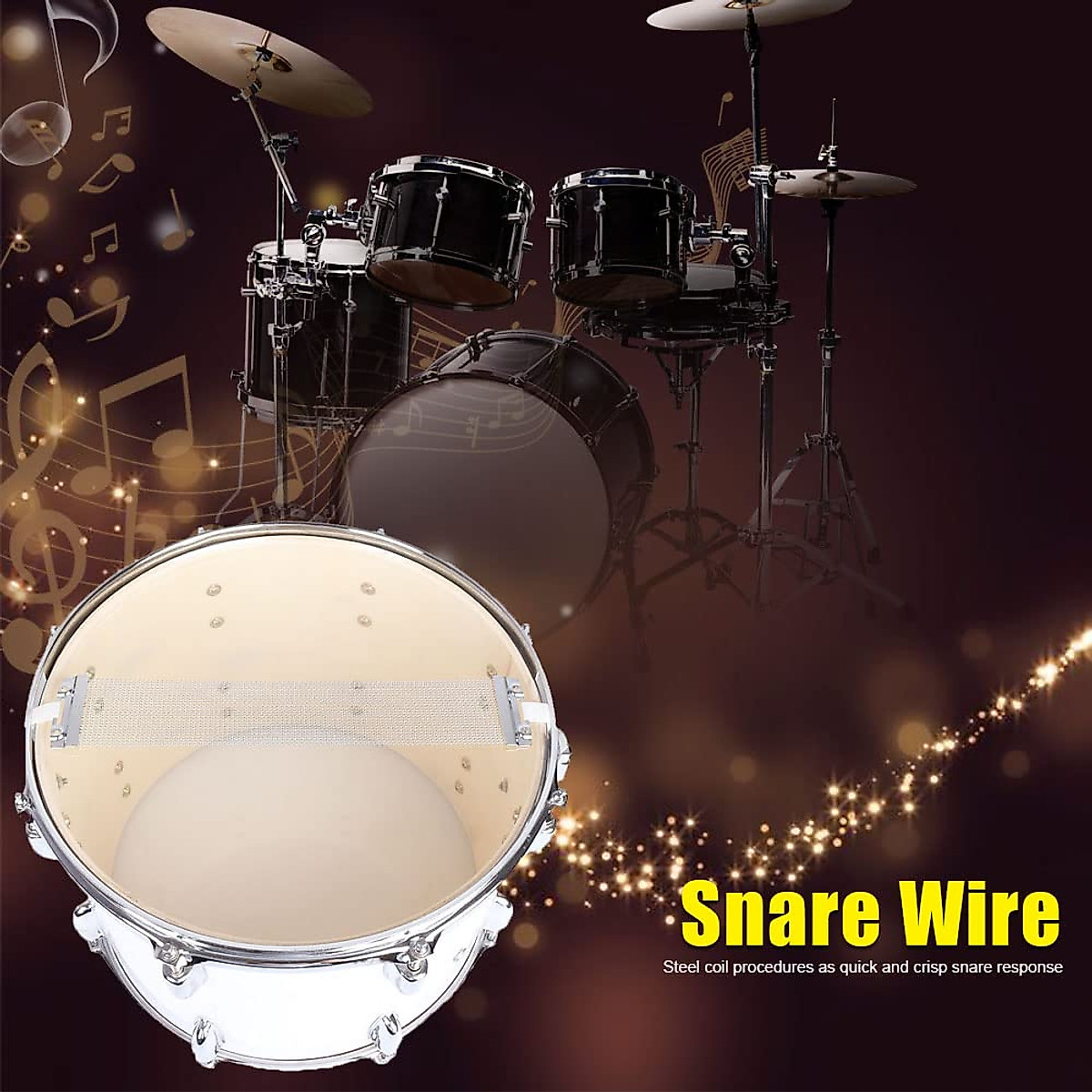 Snare Drum Wire, 20/24 Strands Steel Drum Snare Wire for 14" Snare Drum Instrument Replacement Accessory(24 strands)