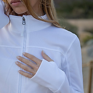 Global Blank Define Jacket Womens Athletic Jackets for Workout, Scrub and Gym Jackets Women, White, Small