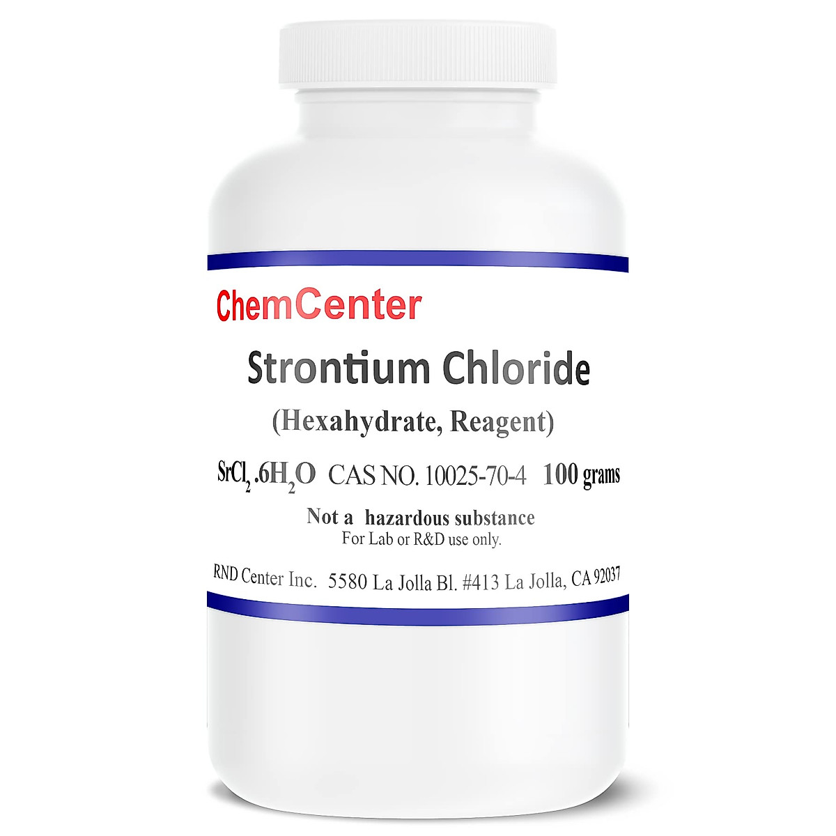 Strontium Chloride , Hexahydrate, Reagent ACS, High Purity, 100 Grams