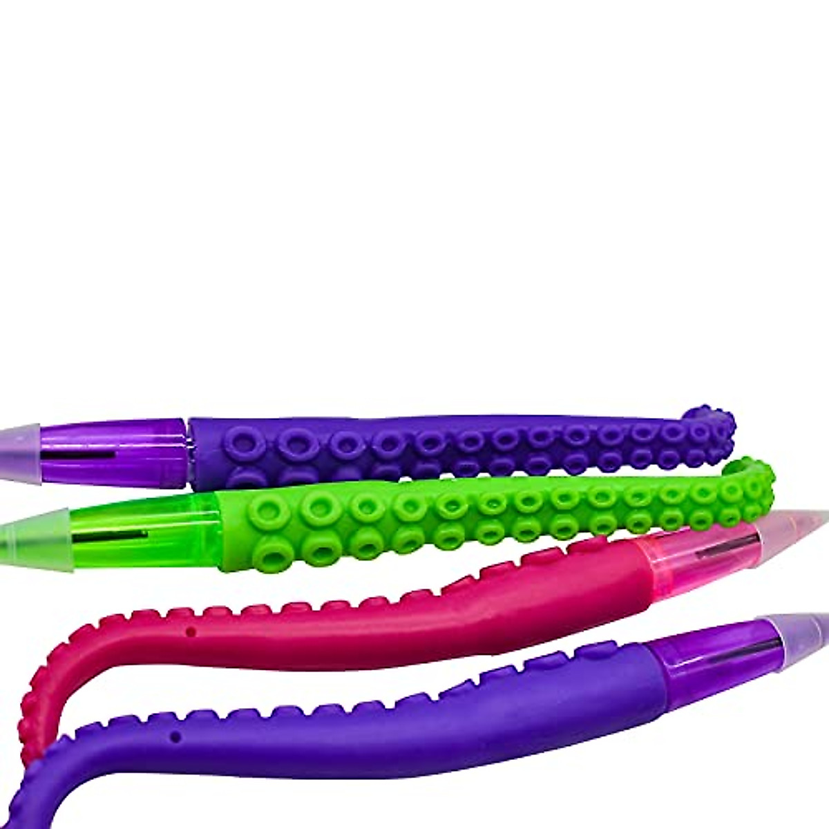 Maydahui 8PCS Octopus Tentacle Shaped Ballpoint Pen Funny Finger Puppet Pen Black Ink Devilfish Fish Pens Soft Silicone for Boys School Student