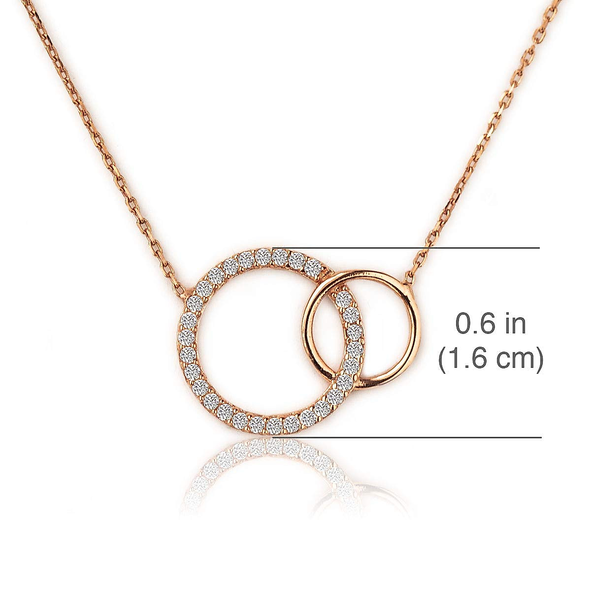 A+O Gifts for Mom, Mother Daughter Gift - Interlocking Circle Necklace in Rose Gold Vermeil
