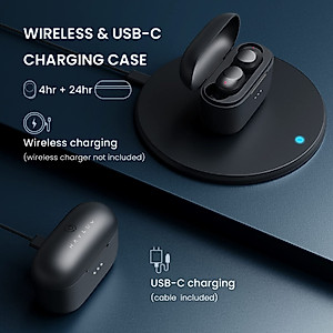 HAYLOU GT5 True Wireless Earbuds, Bluetooth Headphones with Wireless Charging Case and Mic for iPhone Android, Low-Lantecy Game Mode, Clear Sound, in-Ear Stereo Earphones for Work/Home (Black)