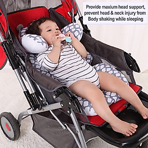 vocheer Head and Body Support Pillow with Neck Support for Baby Car Seat and Strollers, Cloud