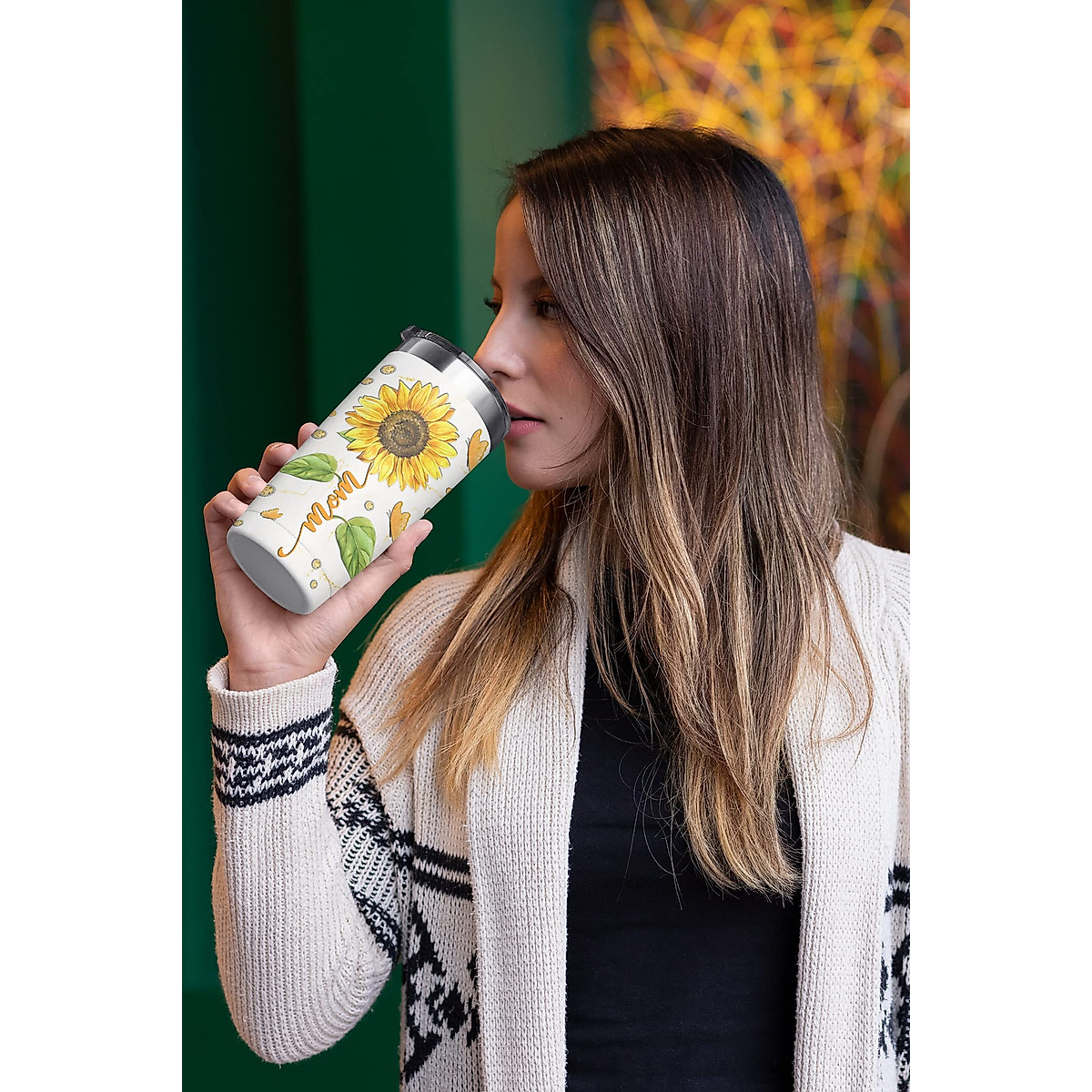 Gifts for Mom - Birthday Gifts for Mom & Mothers Day Gifts From Daughter Son - Mom Gifts From Kids Mother's Day Gifts For Mom - Mom Gifts For Mother Day - Sunflower Stainless Steel Tumbler 20oz