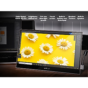 Portable monitor- Mobile Pixels Glance Pro 15.6" OLED Touchscreen monitor 1MS FHD 1080P 100% DCI-P3 100000:1 laptop monitor ,HDMI USB C with Dual Speaker and Battery for Laptop/PC/Table Android/Camera