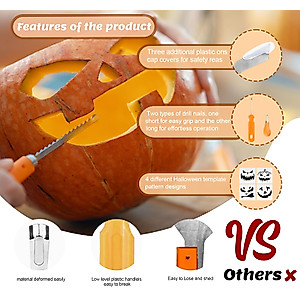 Pumpkin Carving Kit Halloween, 8 PCS Professional Heavy Duty Pumpkin Carving Tools with 4 Pumpkin Carving Stencils,Stainless Steel Pumpkin Carving Tools for Halloween Decoration with Thick Handbag