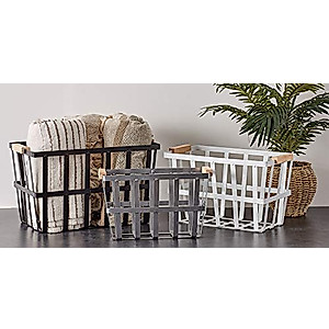 DII Urban Metal Basket Contemporary Storage Container, Black, Basket Set, 3 Piece