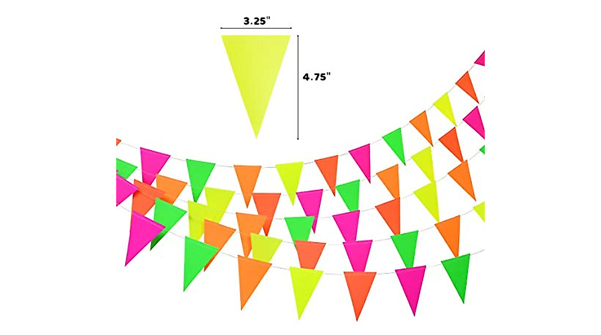 Neon Paper Pennant Banner for Glow Parties & Events | Midnight Glo
