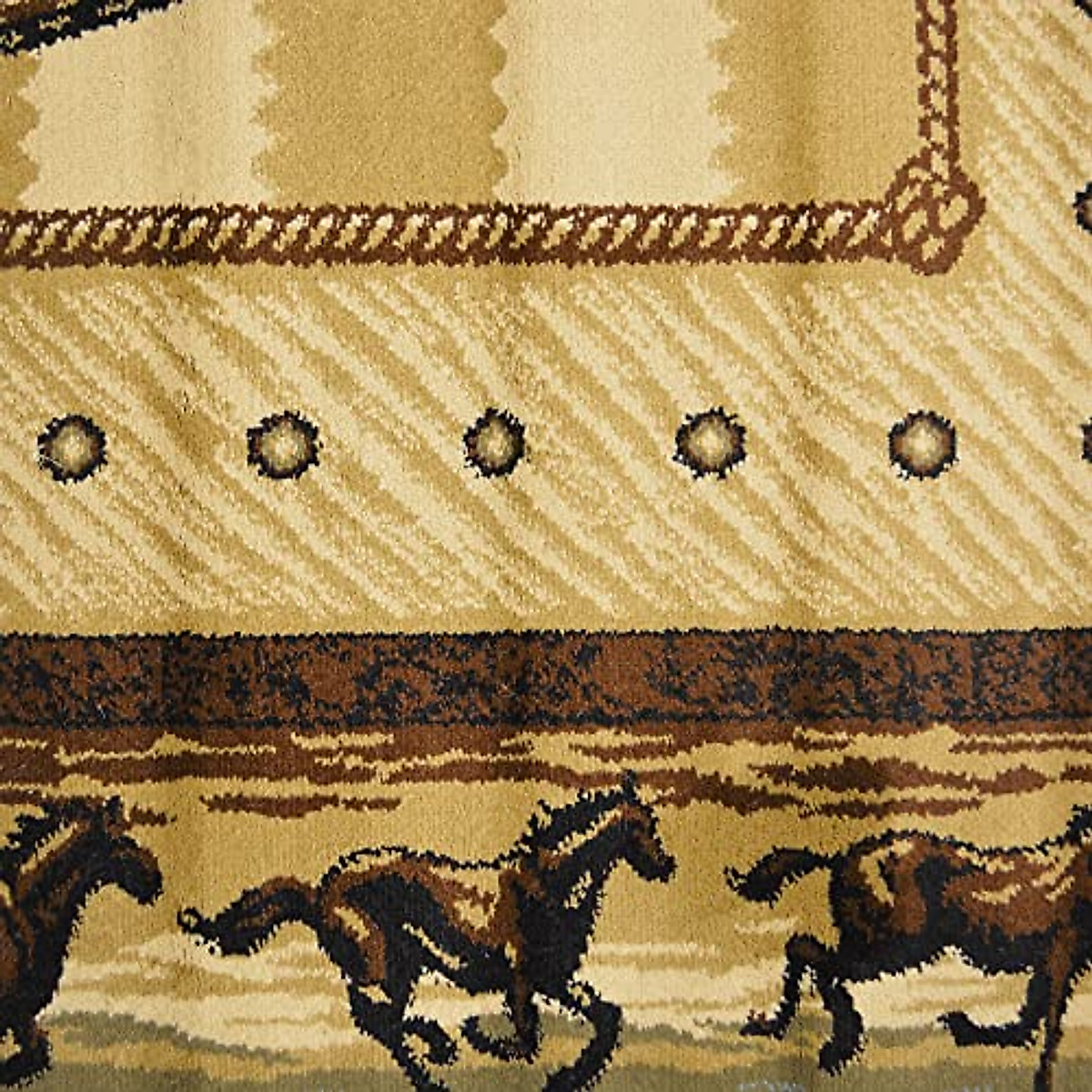 Western Horse Beige 5x7 Area Rug, 5'3x7'3