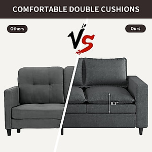 Convertible Sectional Sofa Couch for Living Room, L-Shaped Comfy Cloud Sofa, Removable Storage Ottoman, Small Sofa for Apartment/Living Room (Dark Grey)
