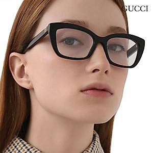 Gucci GG0165ON Designer Fashion Eyeglasses: Woman Cat Eye Shape Eyeglasses Frame Eyewear with Luxury eSHADES Kit - Embrace Sophistication and Elegance