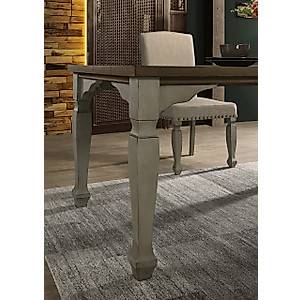 Roundhill Furniture Breda 7-Piece Wood Dining Set, Antique Gray and Dark Oak