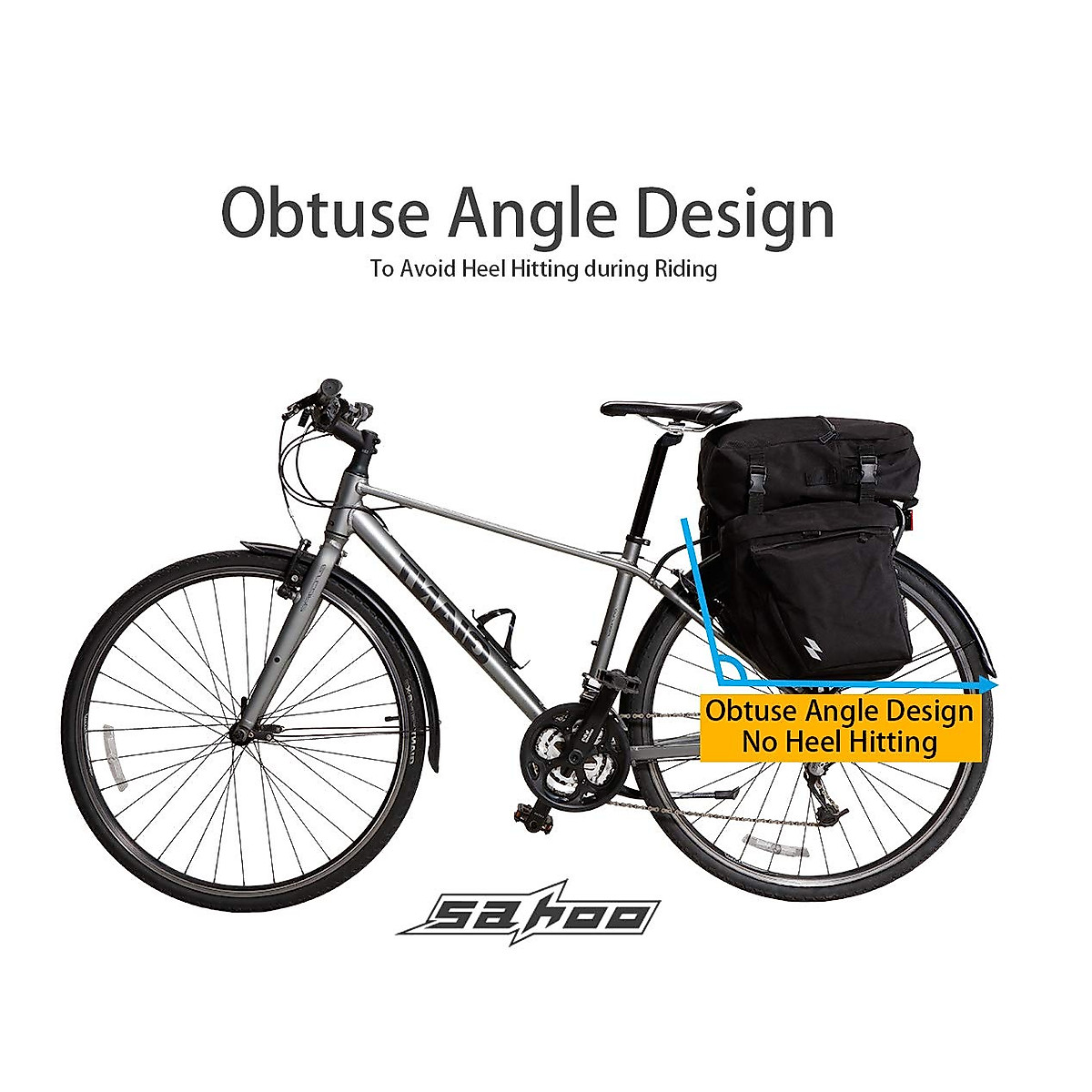 Sahoo Bike Rack Pannier Bag 3 in 1 Rear Rack Carrier Trunk Bag, Water Resistance 37L Large Capacity Bike Rear Panniers