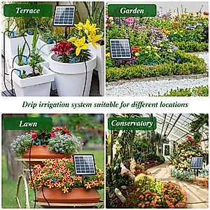 AnseTo Solar Irrigation System for Garden Watering System, 2023 Latest Drip Irrigation Kit for Potted Plants, Supported Automatic Watering System for The Balcony, The Plant Bed and The Green House