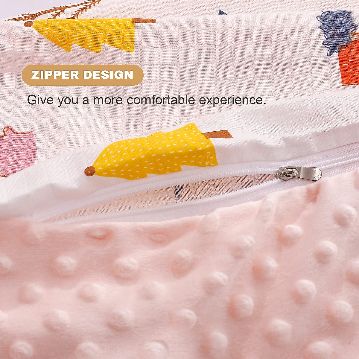 ARYIKUM Minky Baby Blanket Quilt,Lightweight Warm Baby Girls Blanket with Dotted Backing &Zipper,Baby Crib Comforter Toddler Quilt,Nursery, Stroller Blanket.(43x60 Inch,Zipper)