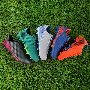 Hawkwell Kids Athletic Firm Ground Outdoor Comfortable Soccer Cleats Shoes(Toddler/Little Kid/Big Kid), Green PU, 3.5 M US