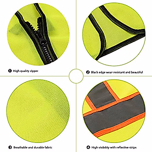 Tekware Safety Vest with High Reflective Strips, Pack of 10 Bright Neon Color Construction Protector with Zipper, Size XXL