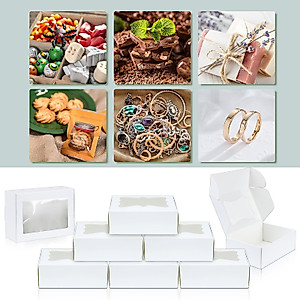 BadenBach 30 Pack Mini Kraft Gift Boxes with Clear Windows,3.34" x 2.35" x 1.18",Small Soap Packaging Boxes for Homemade Soap, Tiny Soap Treat Gift Box for Candy Jewelry Display Party Wedding (White)