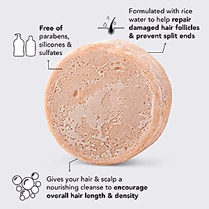 Kitsch Hair Growth | Rice Shampoo Bar for Strengthening | Helps Dry Hair | Made in US | All Natural | Moisturizing | Vegan Solid Shampoo Bar for Hair | Rice Water Shampoo Bar | Zero Waste, 3.2 oz