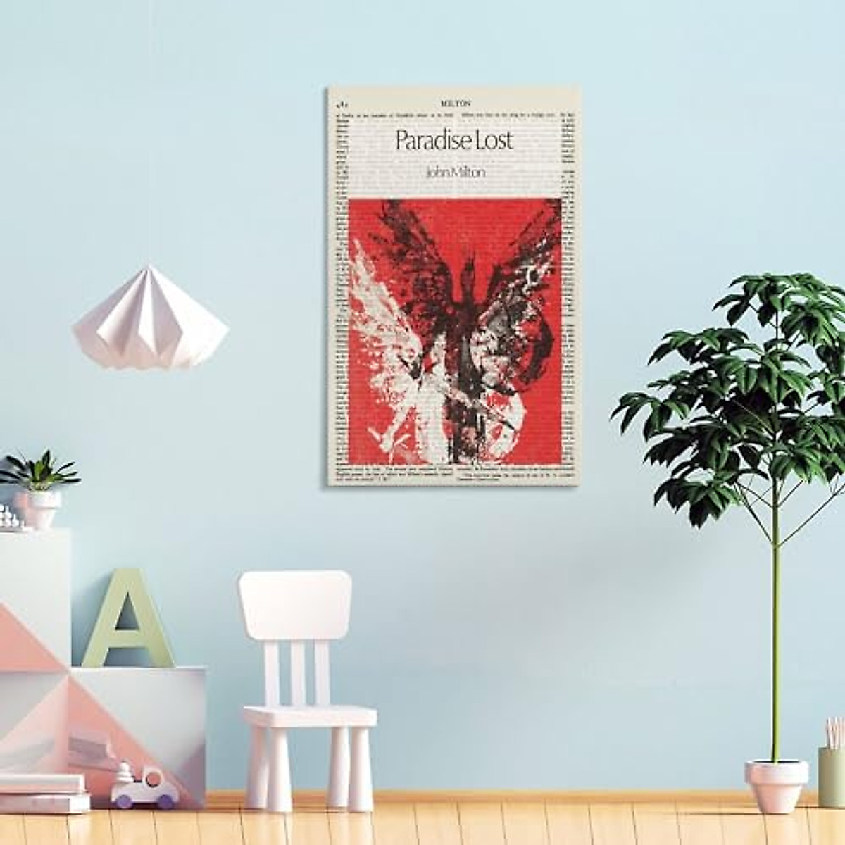 MOJDI Book Cover Miltons Paradise Lost Poster from 1911 Epic Poetry Wall Art English Literature Poster For Canvas Painting Wall Art Poster for Bedroom Living Room Decor 20x30inch(50x75cm) Frame-style