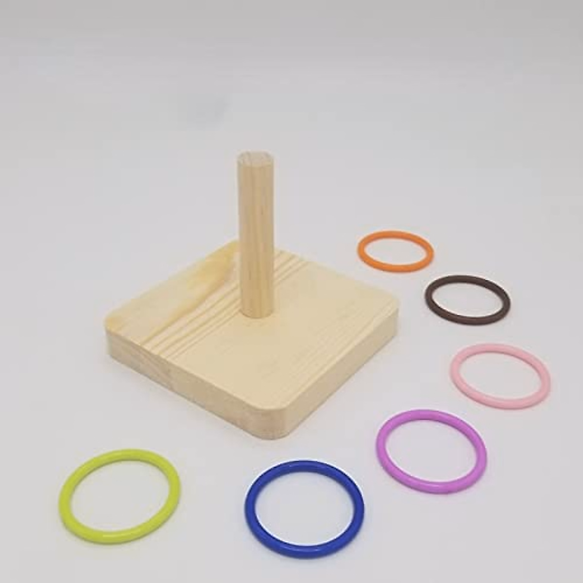 YANQIN Parrot Trick Training Toys, Bird Tabletop Toys, Training Stacking Color Ring Toys Sets for Small and Medium Birds Parrots Budgie Cockatiel Parakeet (with 6 Rings)