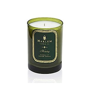 Harlem Candle Company Holiday Luxury Candle, 12 oz Green Glass Jar, Double Wick, Soy Wax, Gift Box, Winter-Fresh Fir, Pine Needles and Mint-Infused Eucalyptus