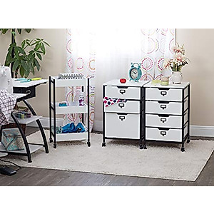 Sew Ready Charcoal/White 27" H 3-Drawer Mobile Storage Organizer Cart for Bathroom, Kitchen, Crafts, Home Office or Laundry Rooms