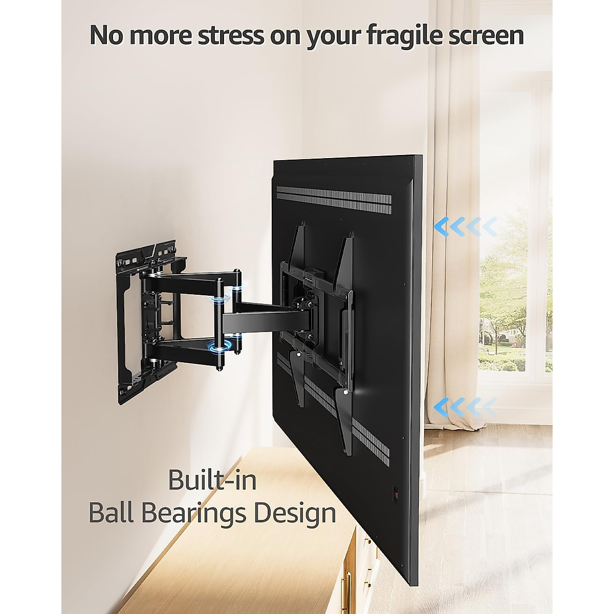 MOUNTUP Large TV Wall Mount for Most 37-82'' TVs, Premium Ball Bearings Design for Ultra-Slim OLED TVs Smooth Swivel & Extension, TV Mount Bracket Articulating Arm Holds 100LBS, Max VESA 600x400mm