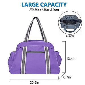 Formva Yoga Mat Bag Large Yoga Mat Tote Sling Carrier Shoulder Bag Carryall Tote Fits Mats Multi-Functional Durable Sport Gym Storage Bag with Pockets and Yoga Mat Strap, Purple