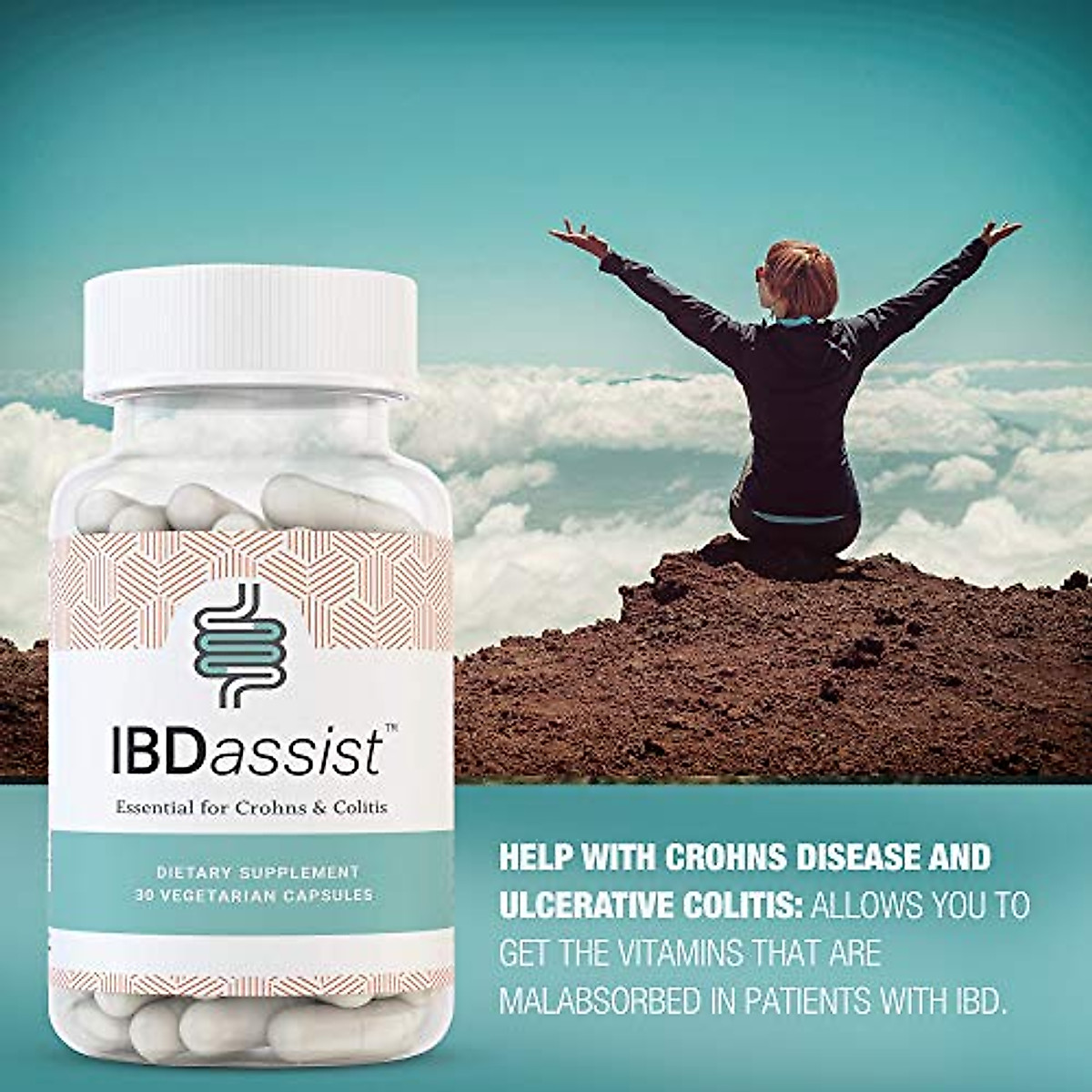 IBDassist™ - IBD Vitamins - Supports with malabsorption and GI Tract Inflammation - Crohn's and Colitis - Inflammatory Bowel