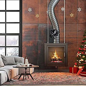 CoutureBridal Heat Powered 4 Blades Stove Fan,Silent Flue Pipe Fireplace Fan, Eco-Friendly on Chimney for Wood Log Burner Fireplace