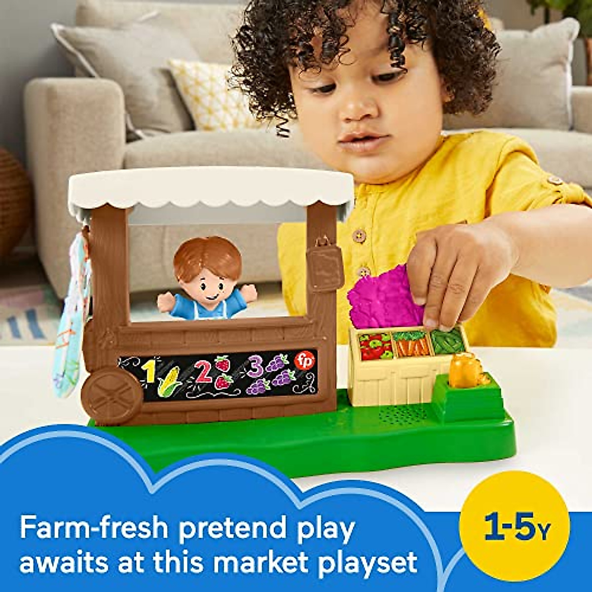 Fisher-Price Little People Toddler Toy Farmers Market Playset with Light Sounds & Figure for Preschool Pretend Play Kids Ages 1+ Years