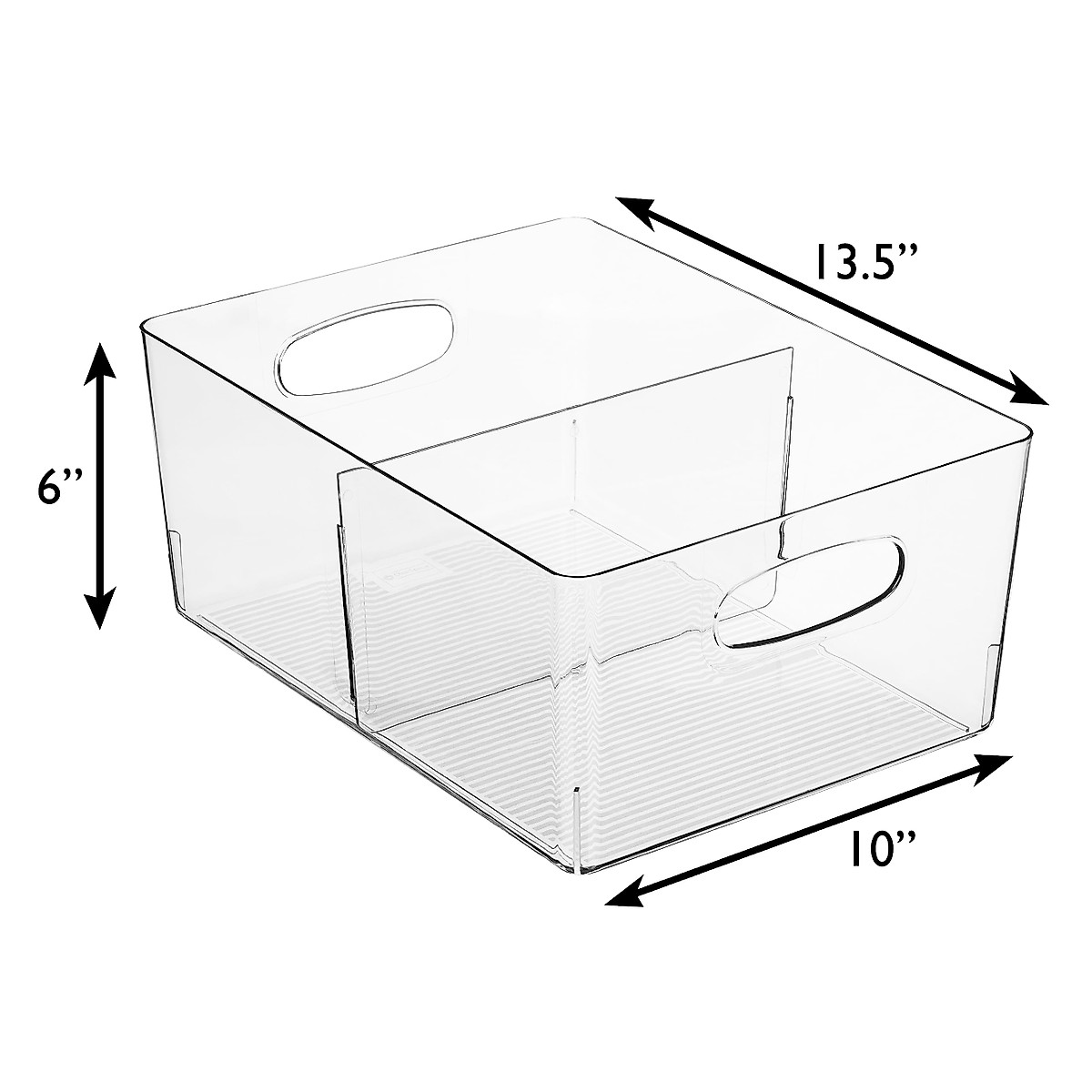 ClearSpace Plastic Storage Bins with Divider – Perfect Kitchen Organization or Pantry Storage – Fridge Organizer, Pantry Organization and Storage Bins, Cabinet Organizers