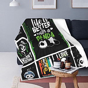 Panda Flannel Blankets Super Soft and Warm Throw Blanket for Couch Sofa Gifts for Girls Boys Kids