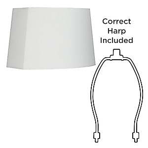 Set of 2 Hardback Oval Lamp Shades White Medium 12.5" Wide x 10" Deep at Top and 15" Wide x11" Deep at Bottom and 10" High Spider with Replacement Harp and Finial Fitting - Springcrest