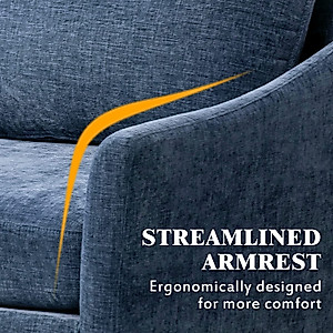 MELLCOM 115.4" Cloud Couch Sectional 4-Seat U Shaped Couch w/Chaise & Ottoman, Comfy Memory Foam Sectional Sofa in Washable Chenille Fabric, Modern Living Room Modular Sofa, Blue