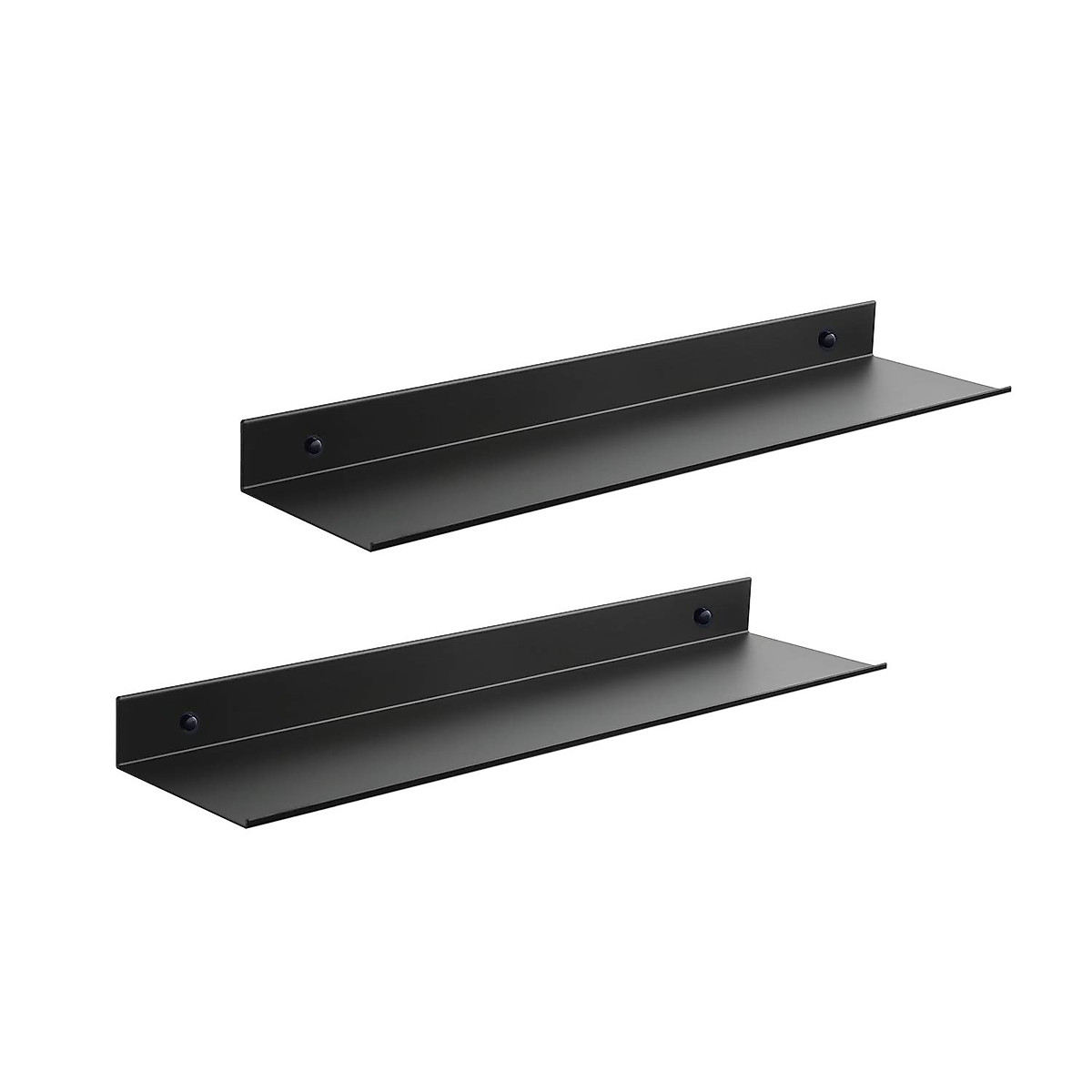 Z metnal Floating Shelves, Bedroom Shelves, Display Metal Wall Shelf for Funko Pop Speaker Figure Collection, Floating Storage Wall Decor, Aluminum, Wall Mounted, Matt Black, 20 inch, 2 Pack