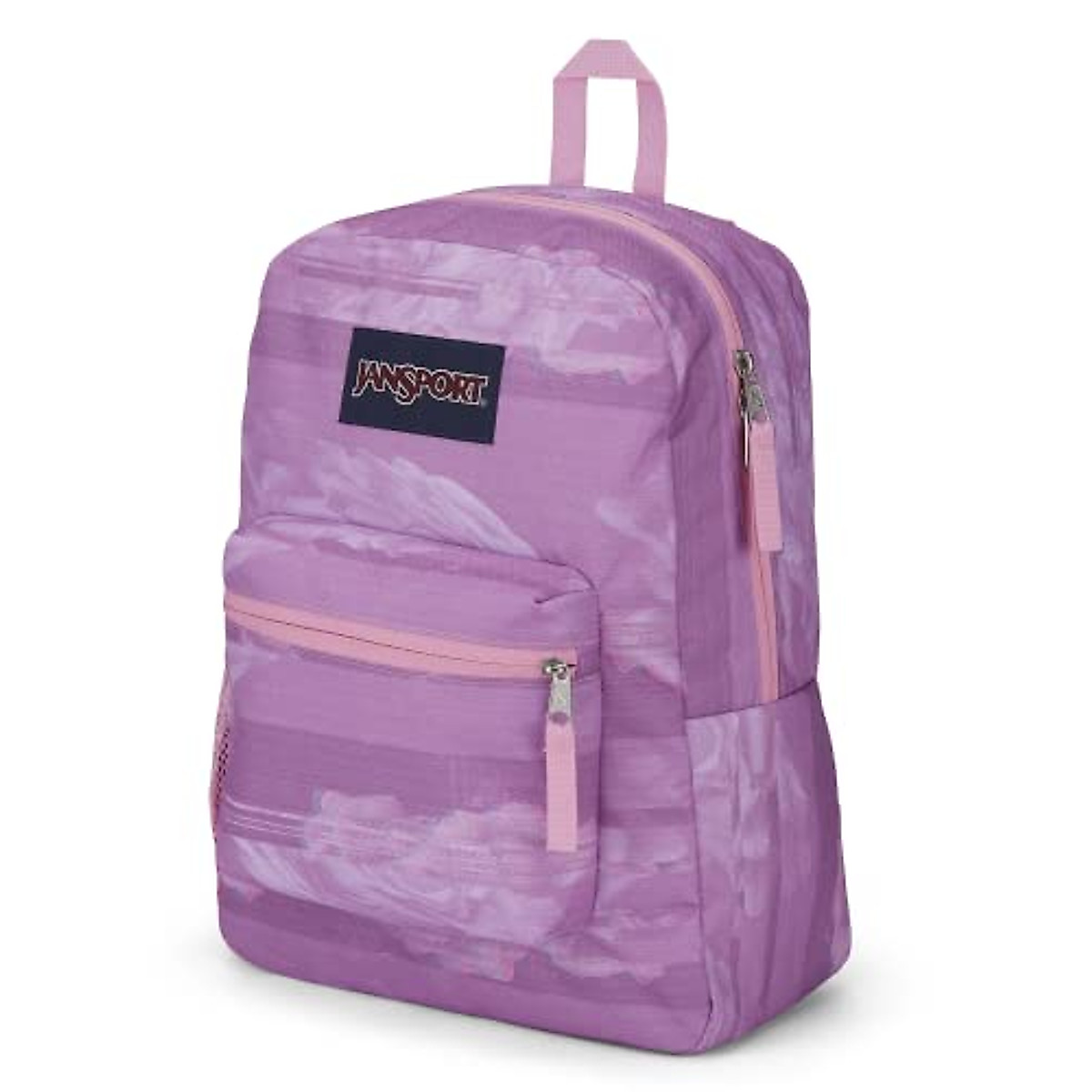 JanSport Cross Town Backpack, Static Rose, 17" x 12.5" x 6" - Simple Bag with 1 Main Compartment, Front Utility Pocket - Premium Class Accessories