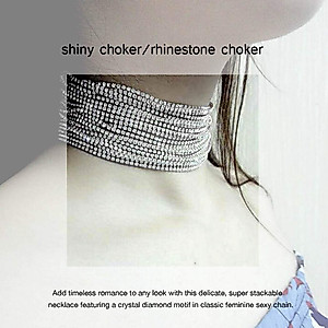 Aukmla Multi Layered Chain Crystal Rhinestone Choker Fully Diamond Statement Necklace Wedding Jewelry for Women