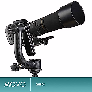Movo GH800 MKII Carbon Fiber Professional Gimbal Tripod Head with Long and Short Arca-Swiss Quick-Release Plates - for Outdoor Bird/Wildlife Photography