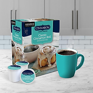 Cinnabon Classic Cinnamon Roll, Single-Serve Keurig K-Cup Pods, Flavored Coffee, 24 Count (Pack of 4)
